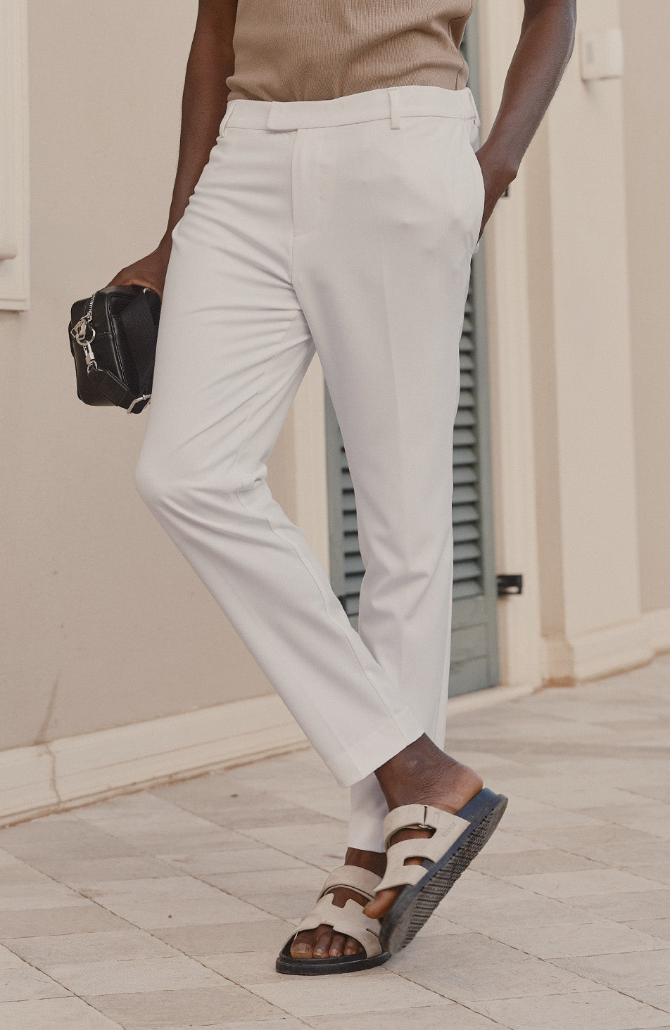 Aster Tailored Stretch Slim Leg Pants in White – MAUVAIS