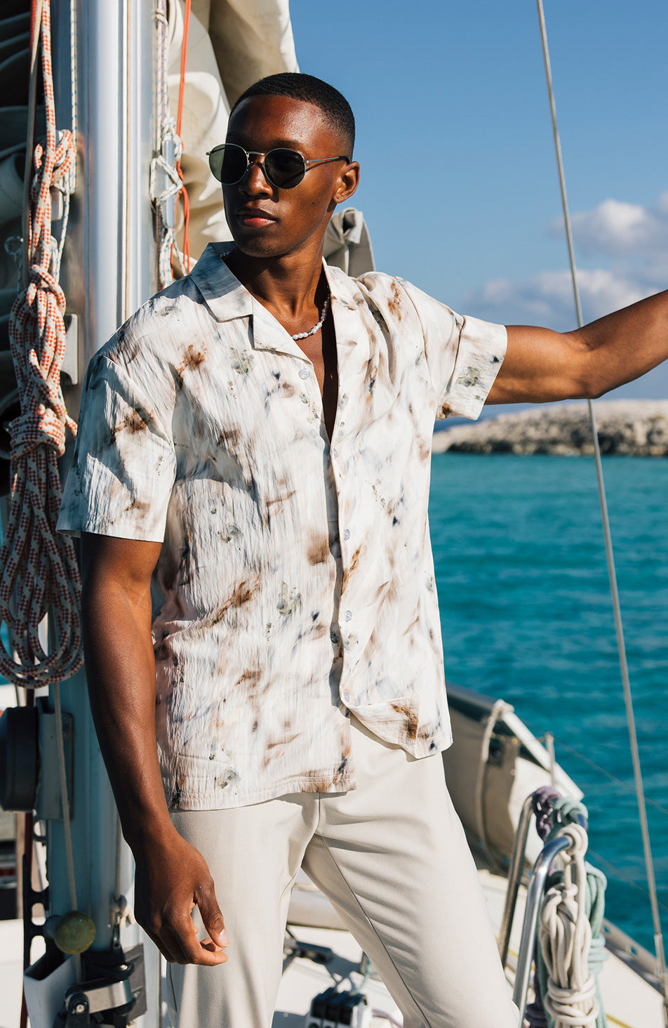 Phoenix Relaxed Fit Watercolour Crinkle Shirt in Ivory – MAUVAIS